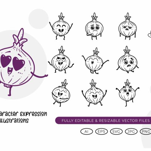 Onion Character Expression Illustrations | Master Bundles