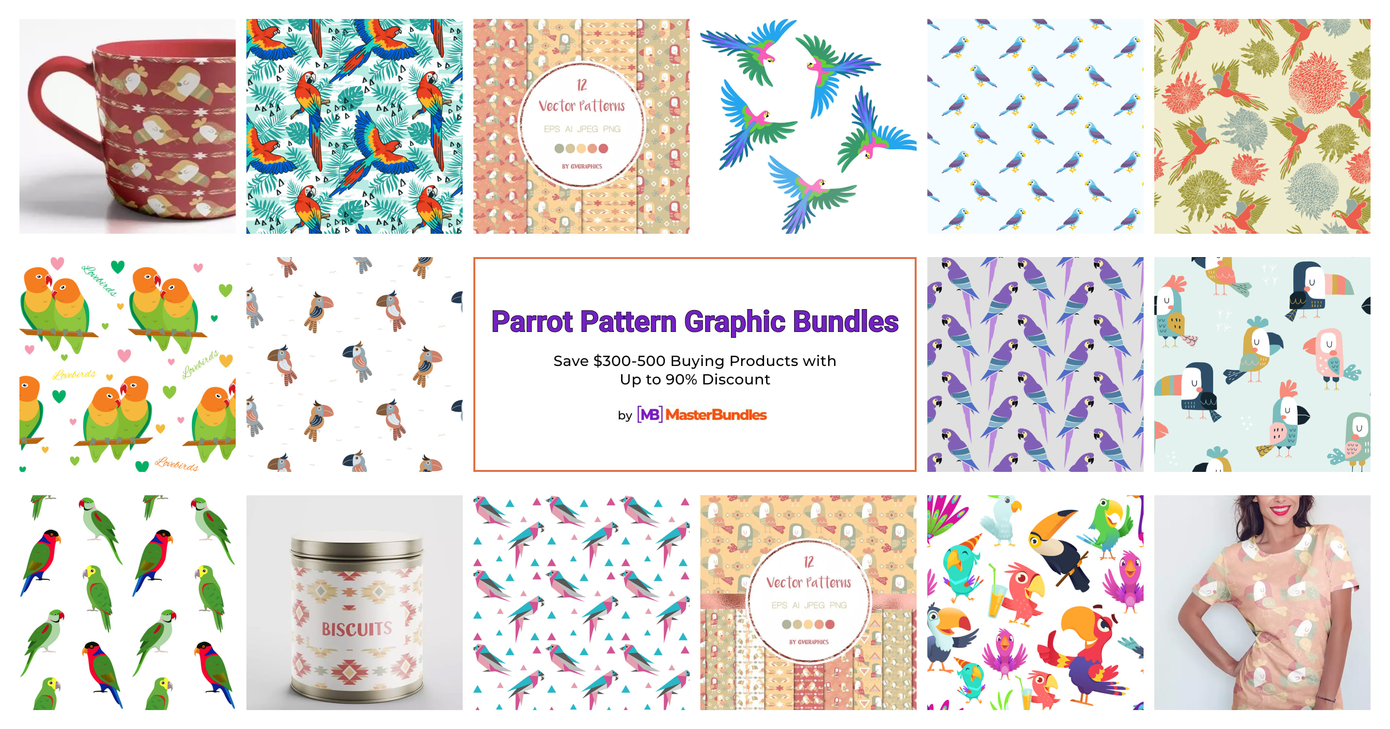 3+ Parrot Pattern Graphic Bundles for 2024 - MasterBundles
