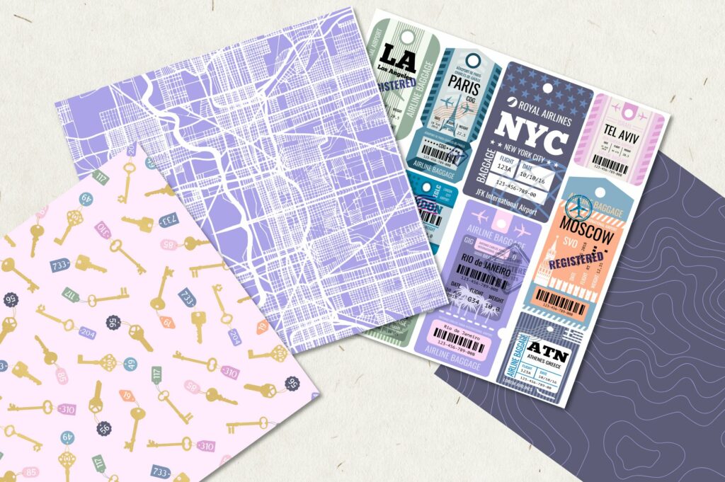 Travel Digital Scrapbook Paper – MasterBundles