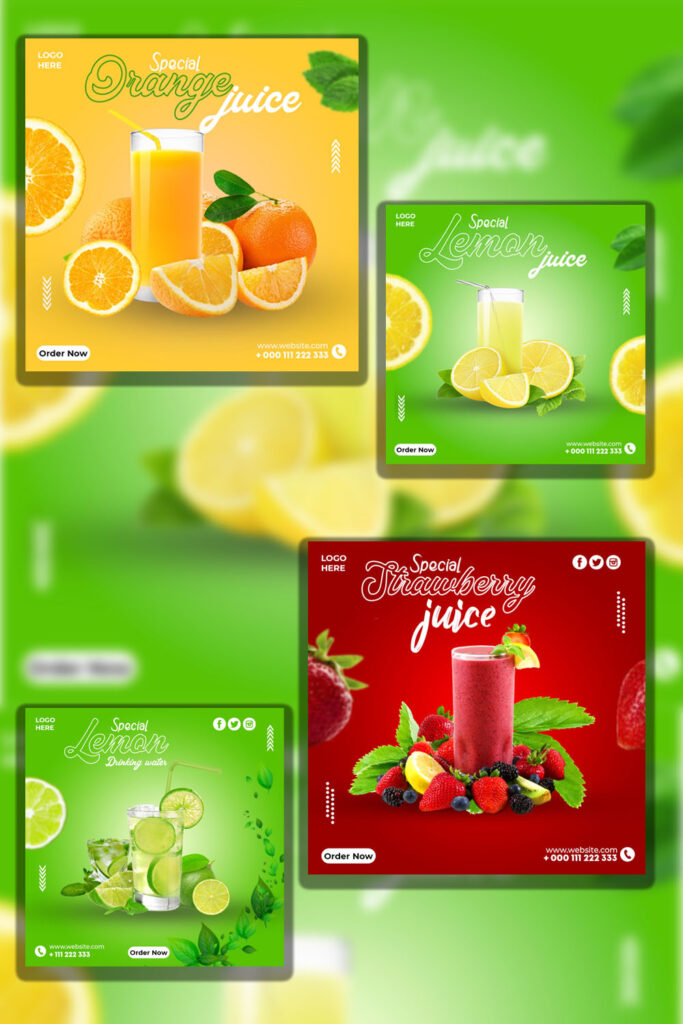 04 Juice Social media Post templeted - MasterBundles