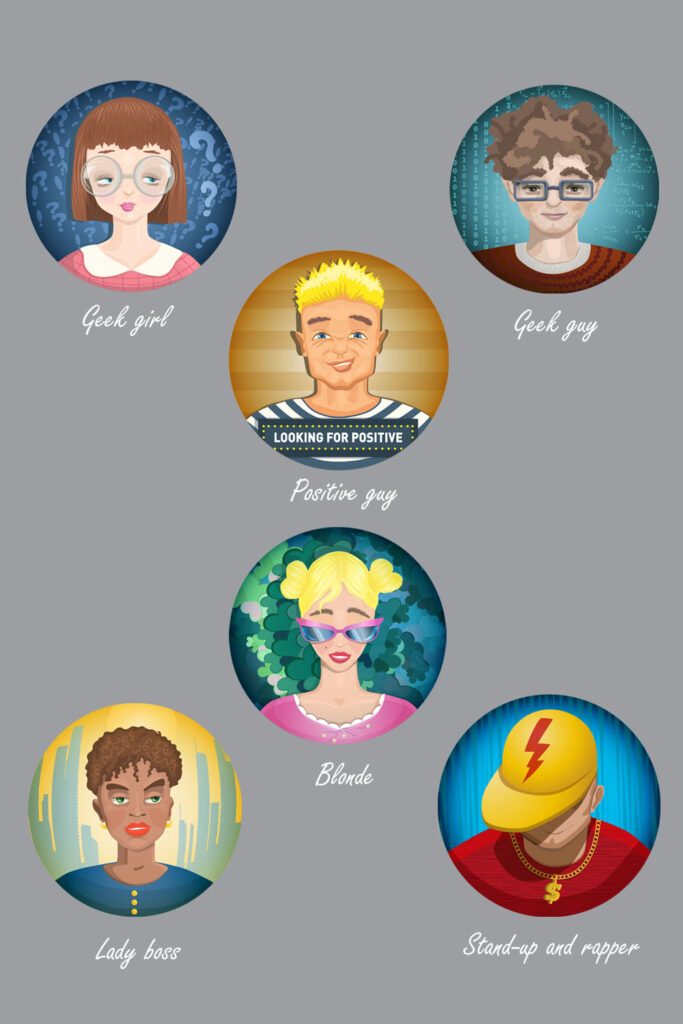 Set of funny stylized avatars - MasterBundles Set of funny stylized avatars - MasterBundles