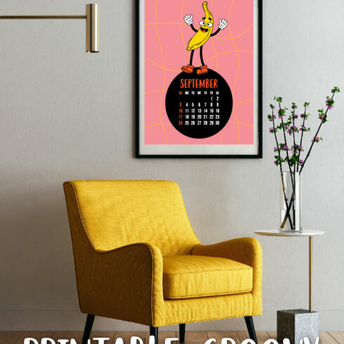 Retro Calendar 2023 groovy style Printable monthly template | MasterBundles