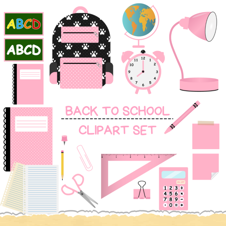 Pink Back To School Clipart Set - MasterBundles