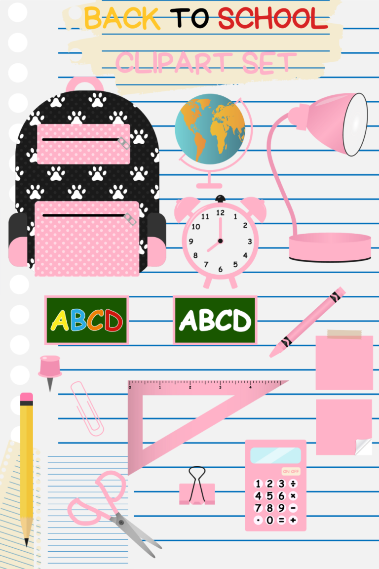 Pink Back To School Clipart Set - MasterBundles