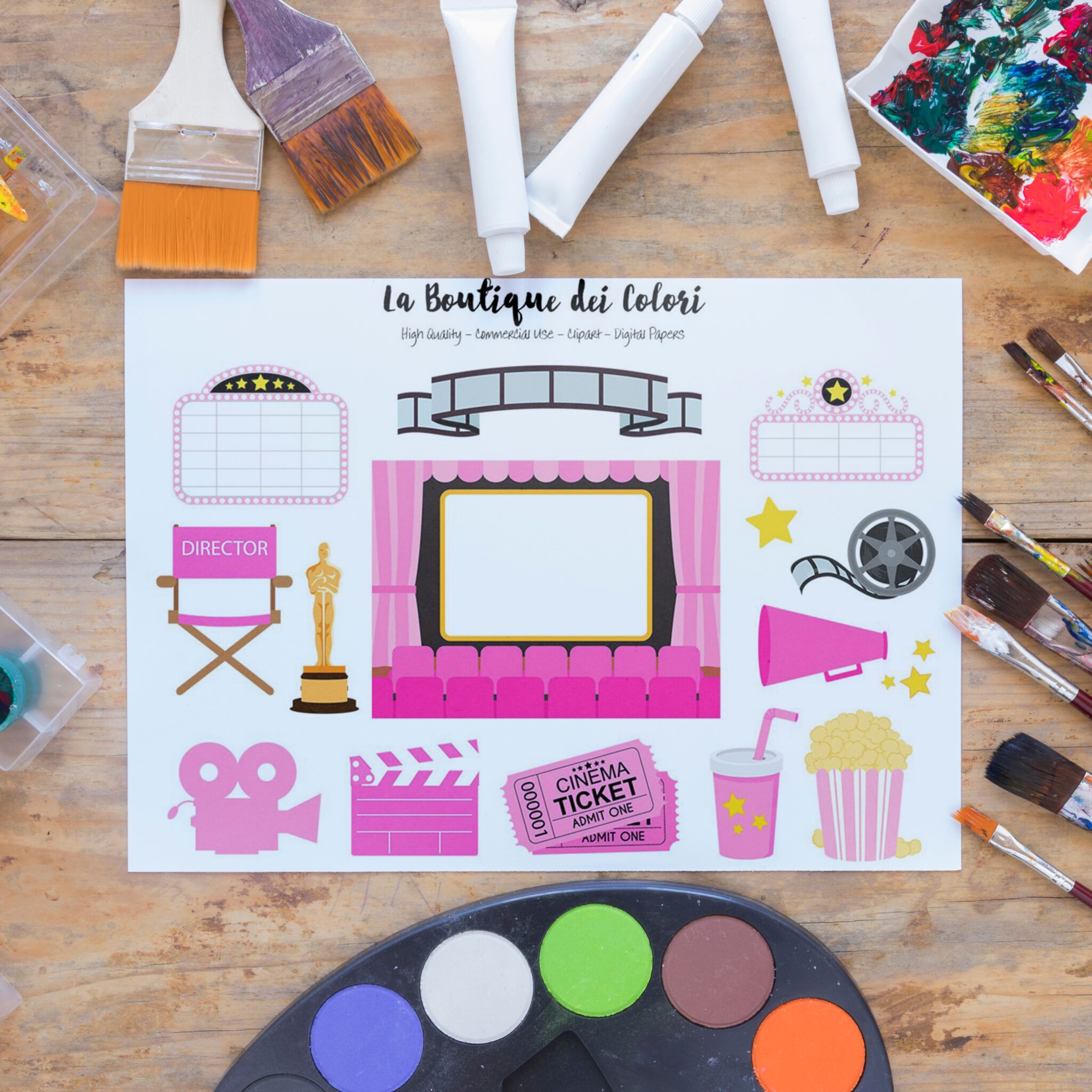 Pink Cinema Clipart – MasterBundles