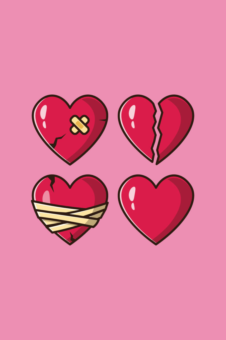 Red hearts cartoon vector set flat design illustration - MasterBundles