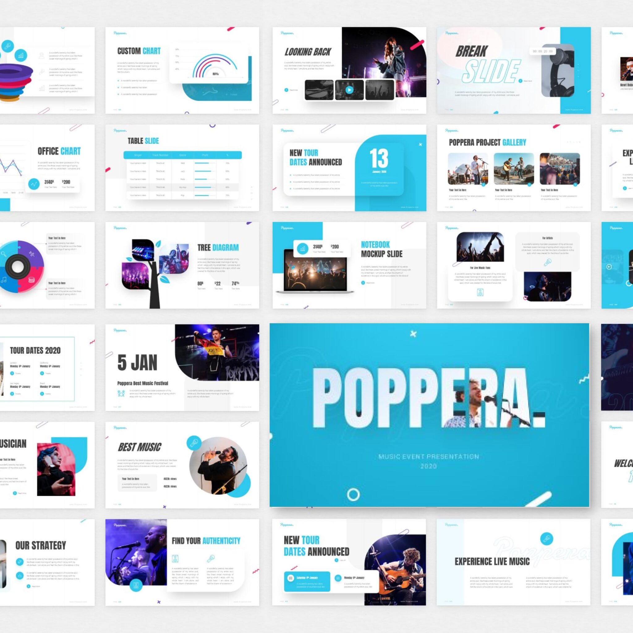 Poppera Music Powerpoint Template – MasterBundles