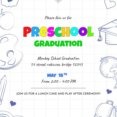 Preschool Graduation Invite Template | Master Bundles
