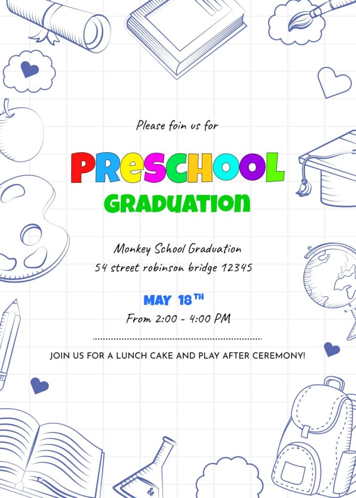 Preschool Graduation Invite Template – MasterBundles