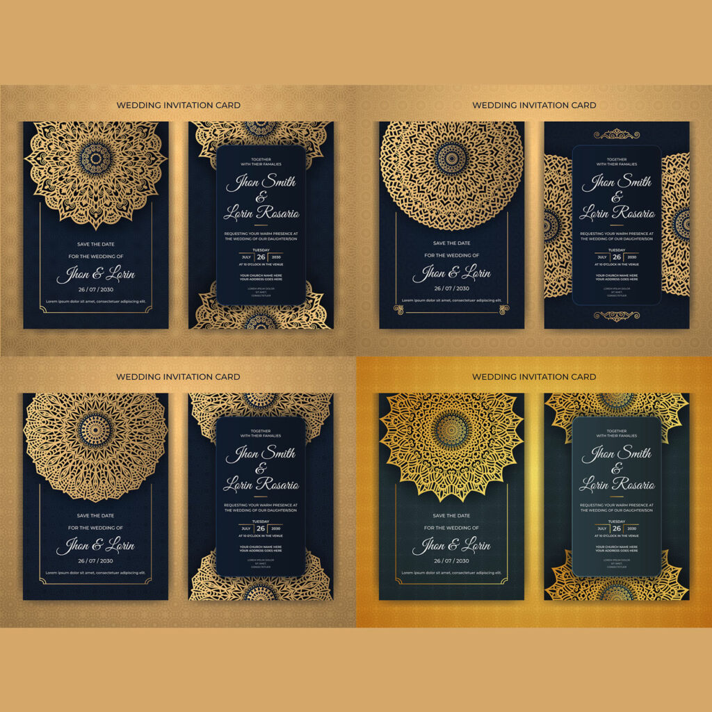 4 In One Luxury Wedding Invitation Card Design Only In $7 - MasterBundles