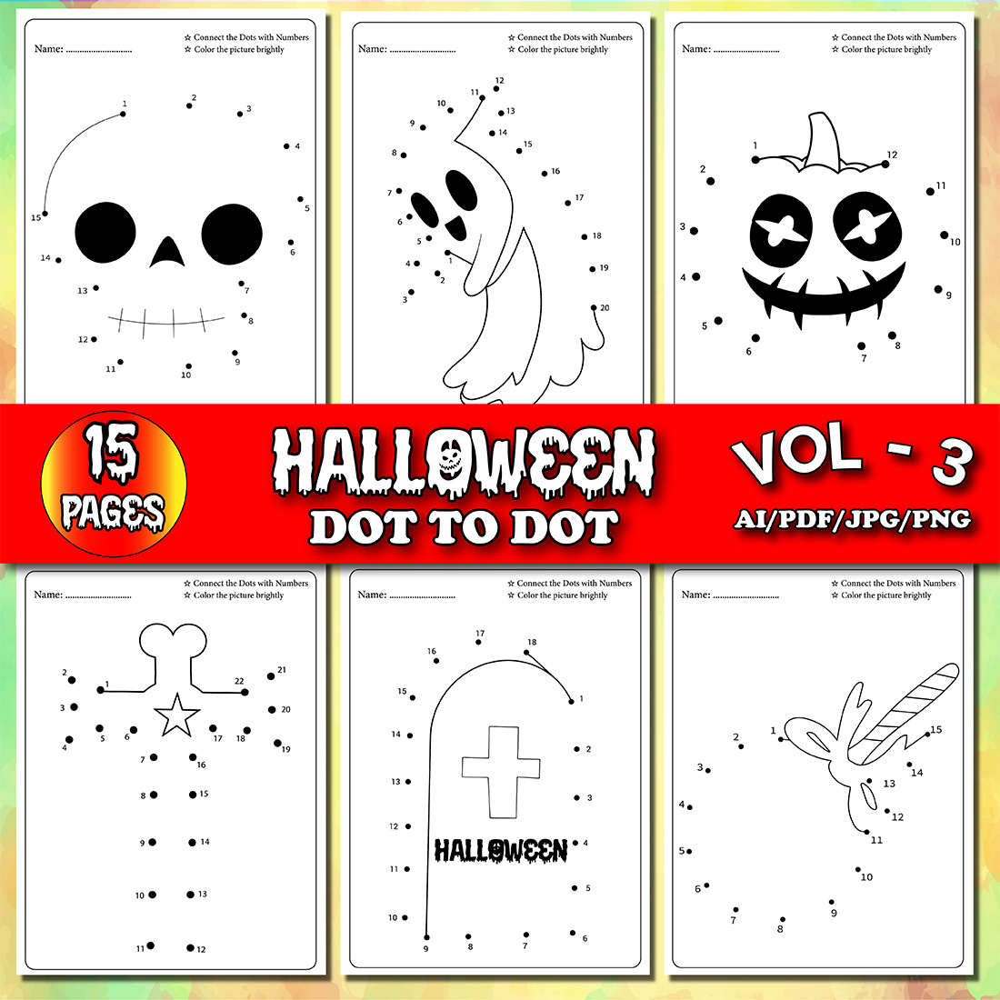 Halloween Dot To Dot For Kids Vol 3 - MasterBundles