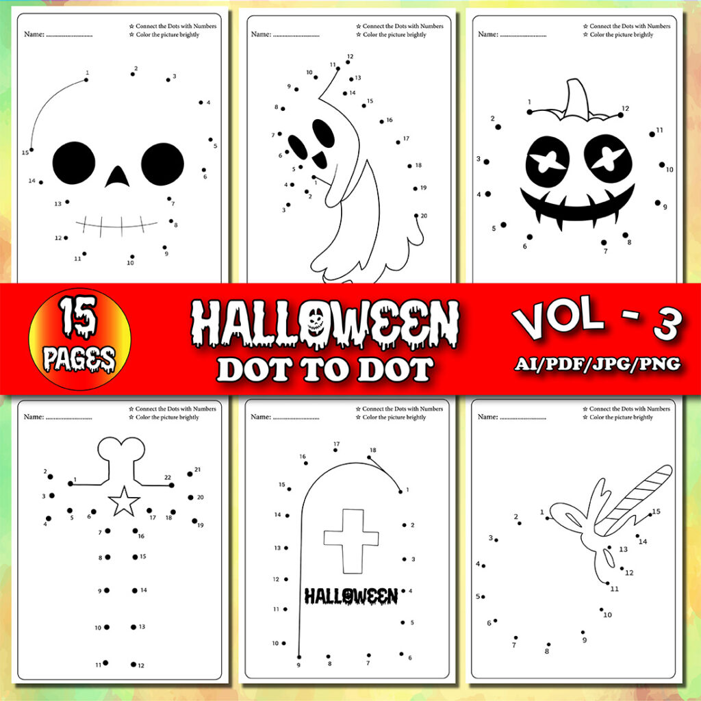 Halloween Dot To Dot For Kids Vol 3 - MasterBundles