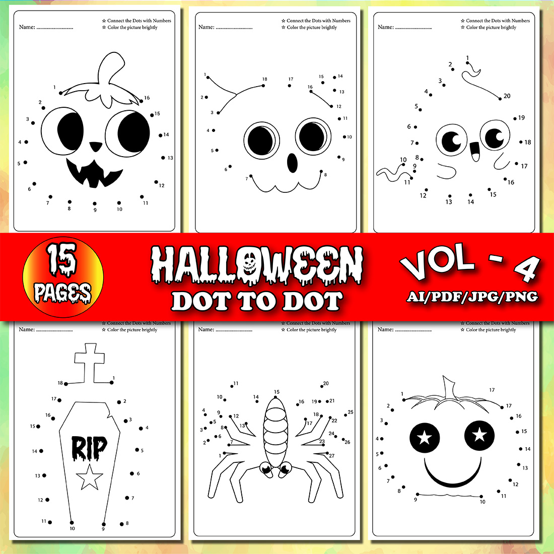 Halloween Dot To Dot For Kids Vol- 4 - MasterBundles