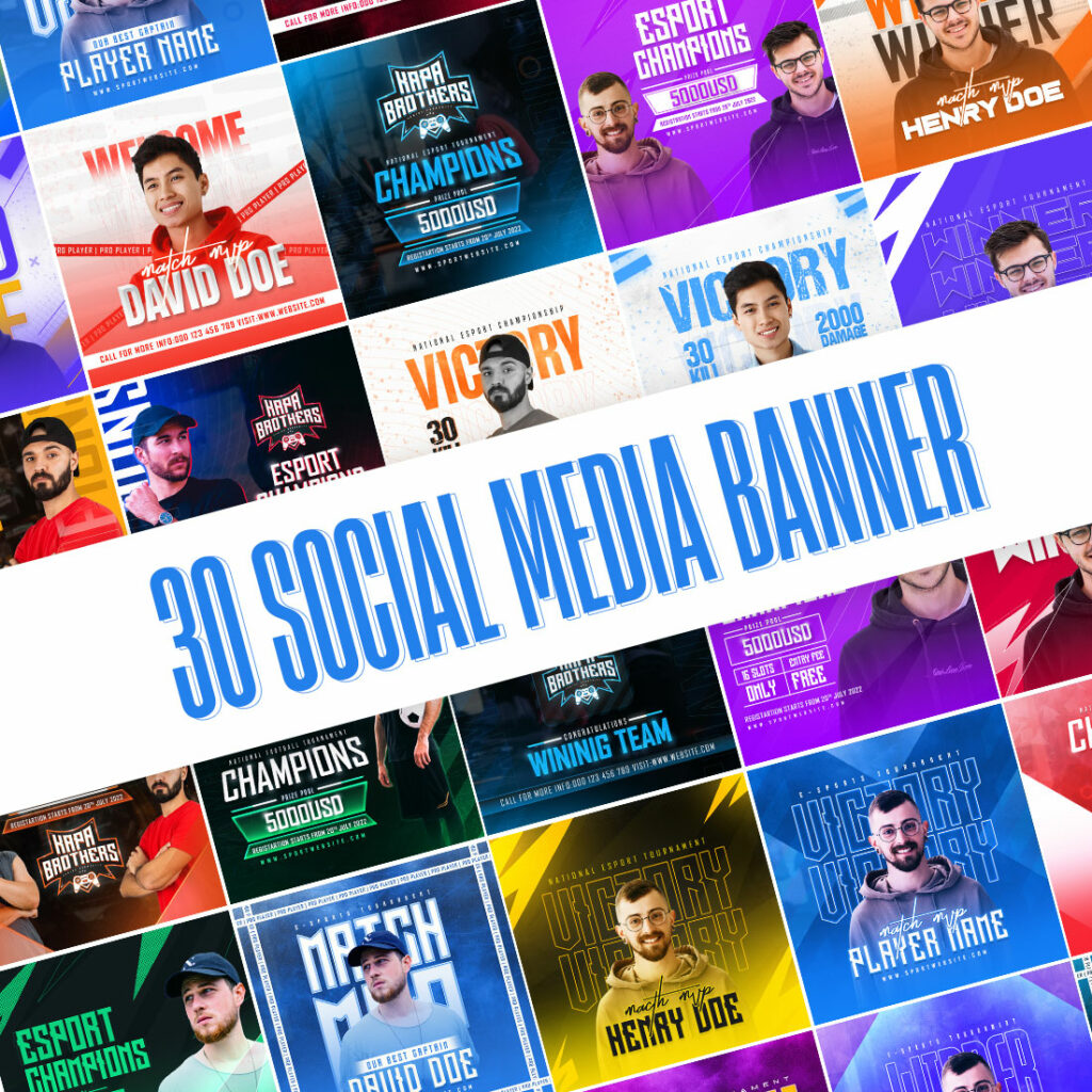 30 Esports Social Media Banner Bundle/Pack - MasterBundles