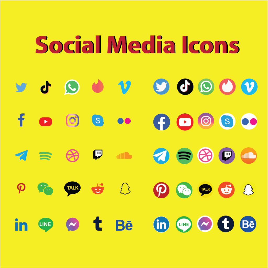 Set of 25 Social media icons | Social media icons pack - MasterBundles