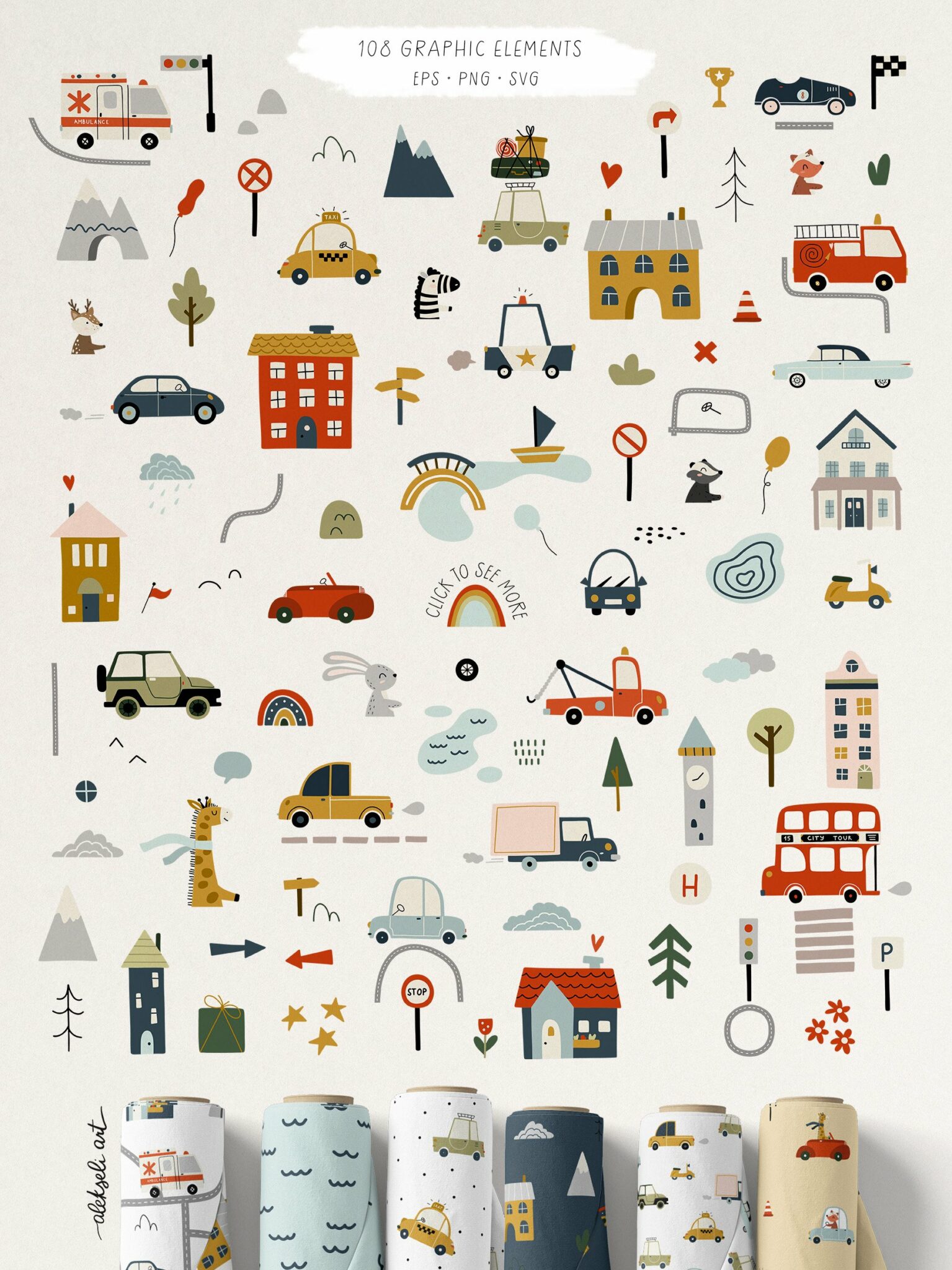 Cute Cars Clipart & Patterns – MasterBundles