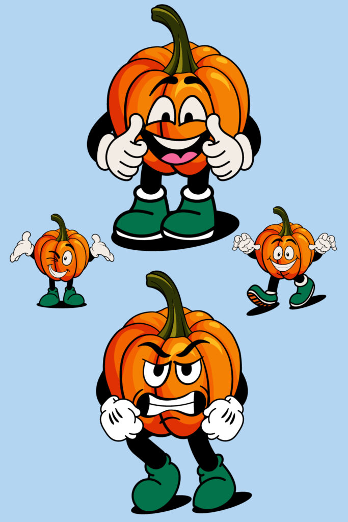 4 cute cartoon pumpkin characters - MasterBundles