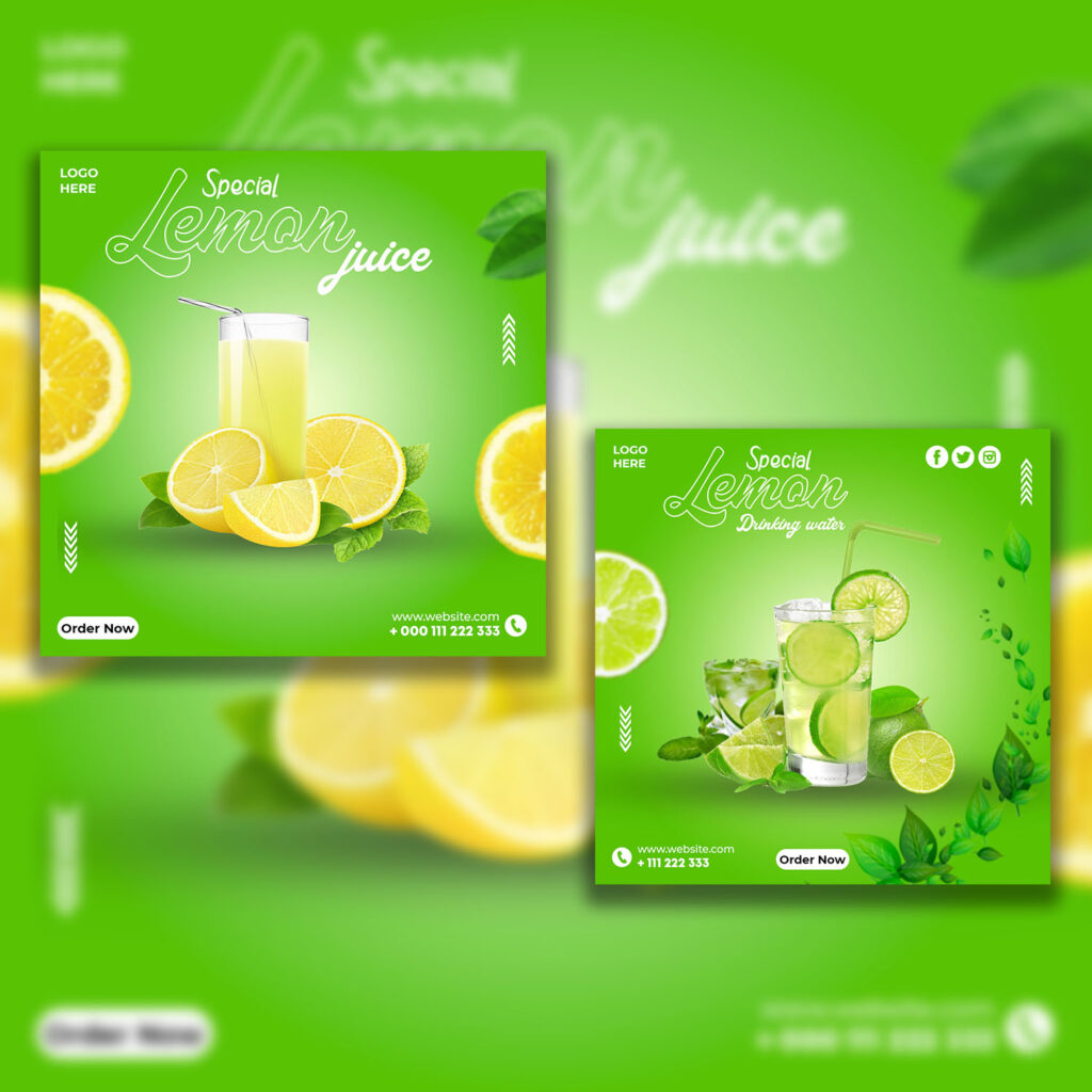 04 Juice Social media Post templeted - MasterBundles