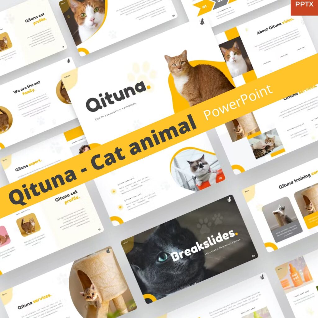 Qituna - Cat Animal PowerPoint Template – MasterBundles