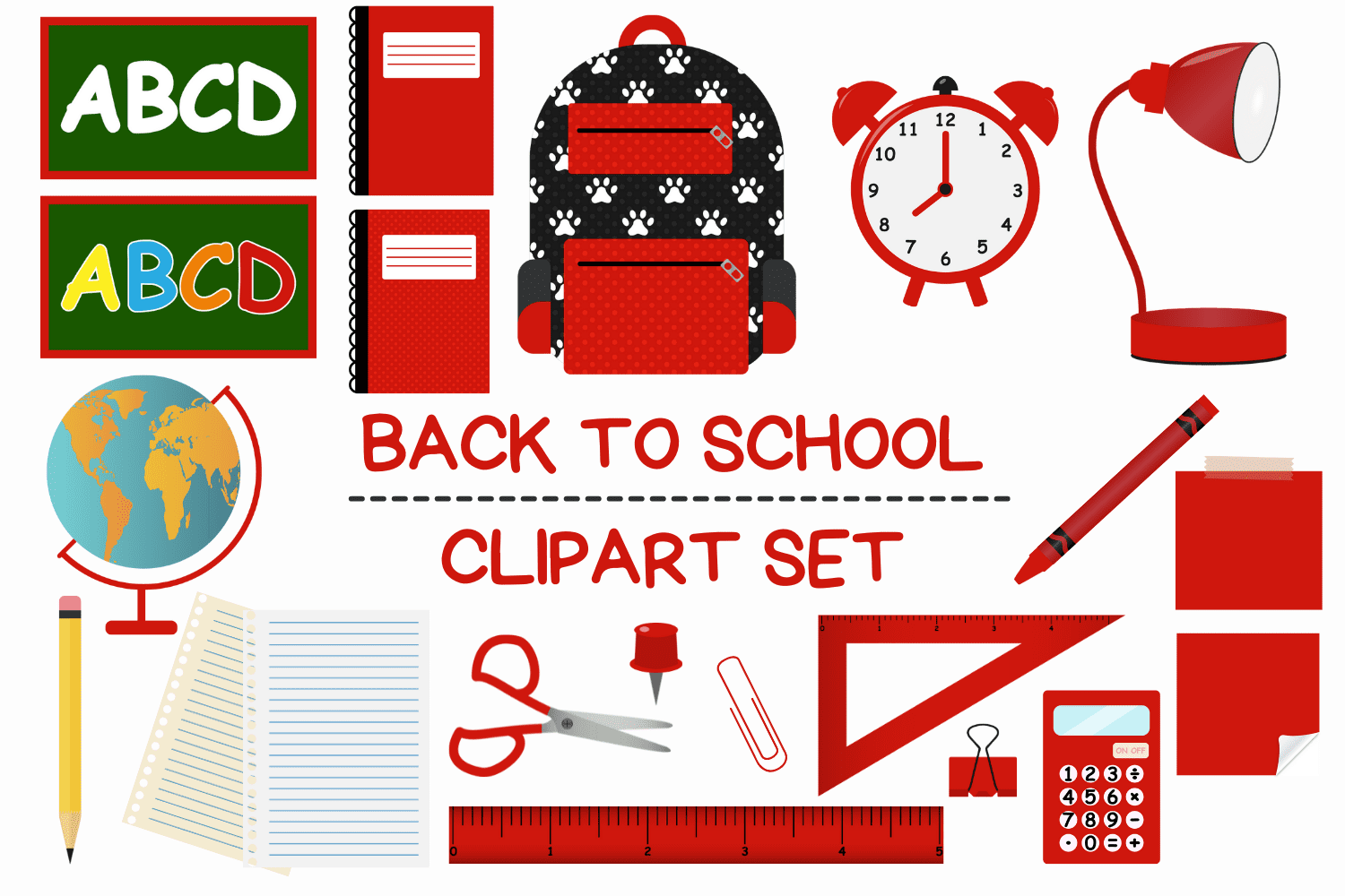 Red Back To School Clipart Set - MasterBundles