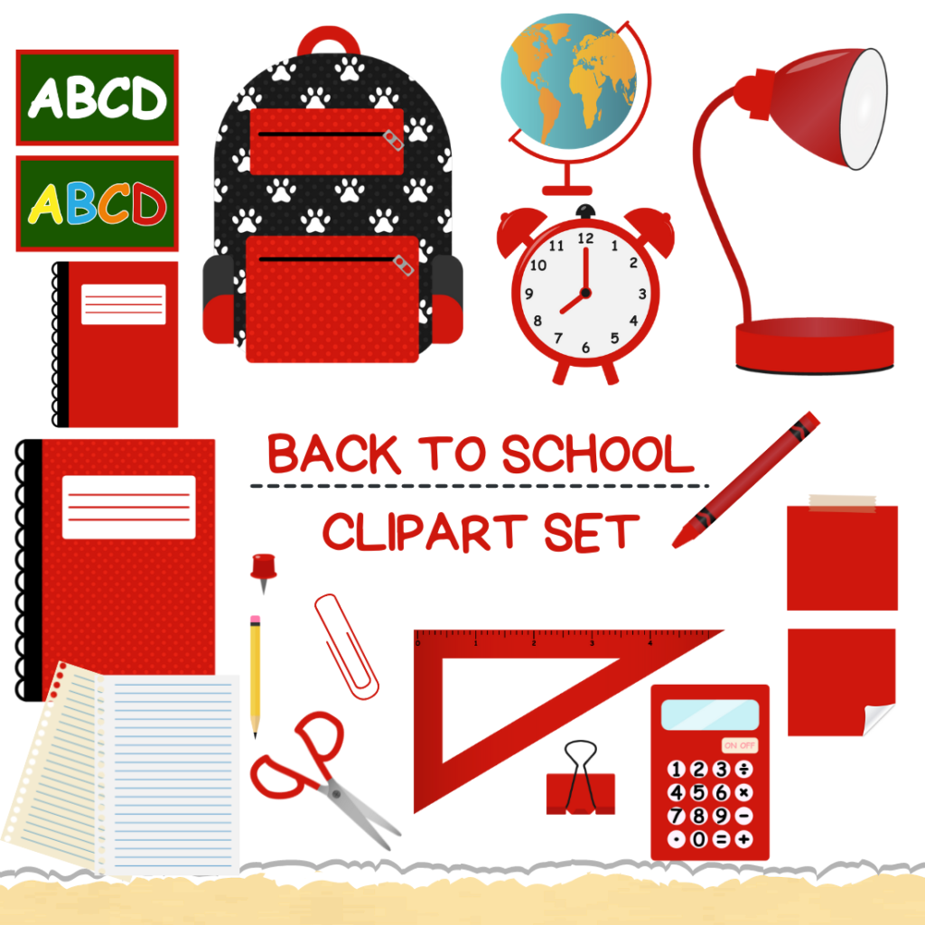 Red Back To School Clipart Set - MasterBundles