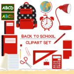Red Back To School Clipart Set - MasterBundles