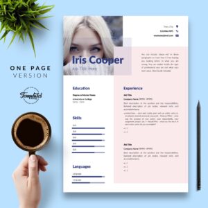 Iris Cooper Resume Bundle // Modern Resume CV Template for Microsoft Word and Apple Pages ...