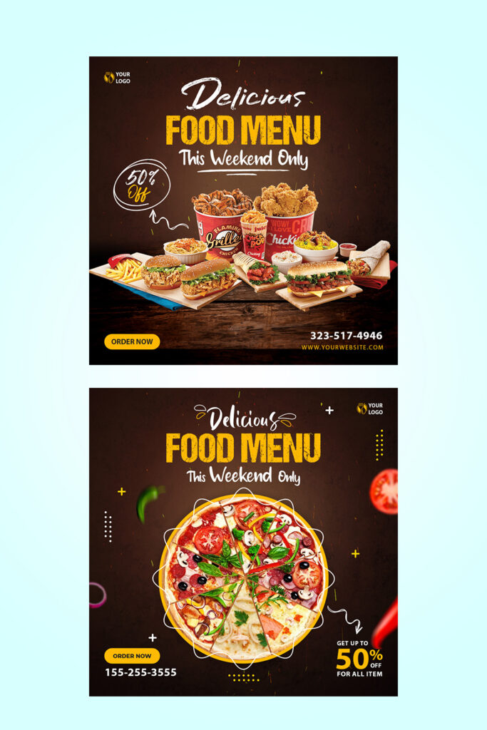 2 Food Design Templates For Social Media Post - MasterBundles