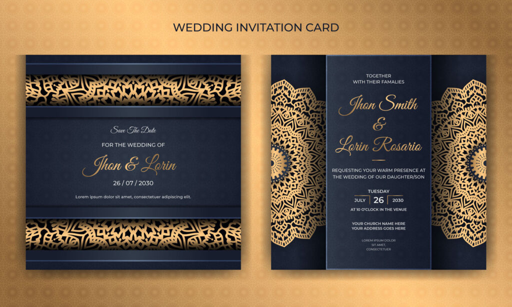 3 In One Luxury square Wedding Invitation Card Only In $5 - MasterBundles