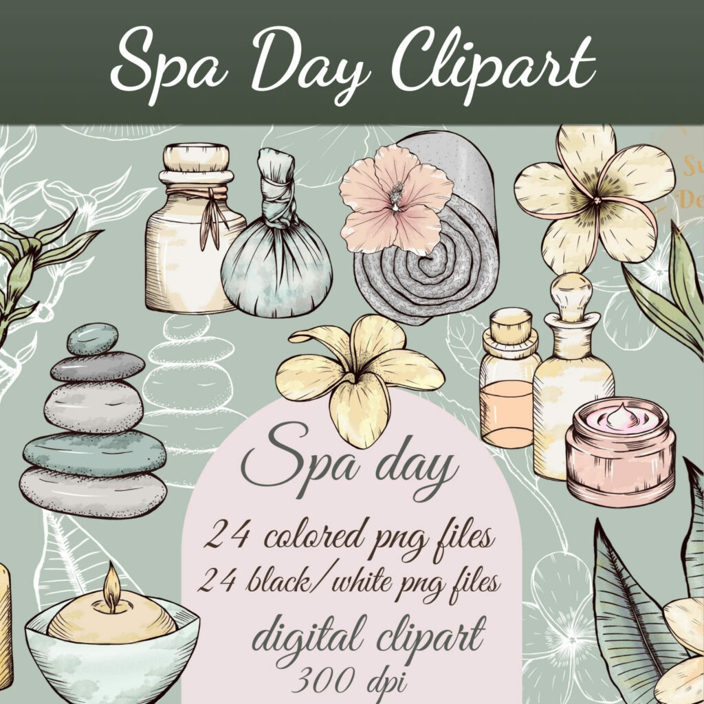 Spa Day Clipart, Wellness PNG - MasterBundles