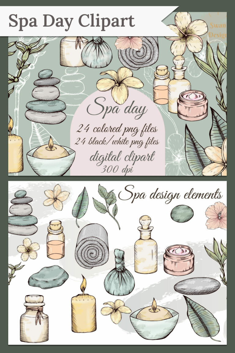 Spa Day Clipart, Wellness PNG - MasterBundles