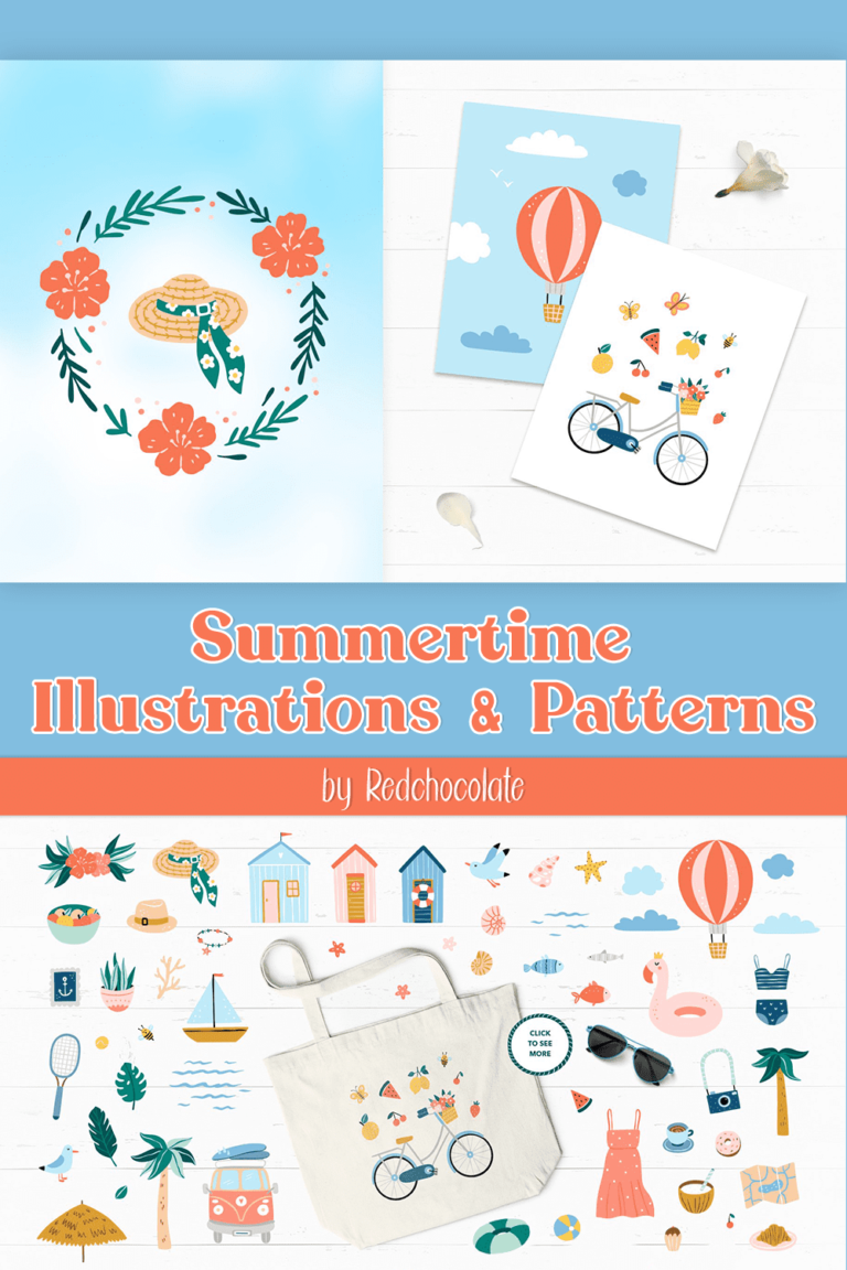 Summertime Illustrations & Patterns – MasterBundles