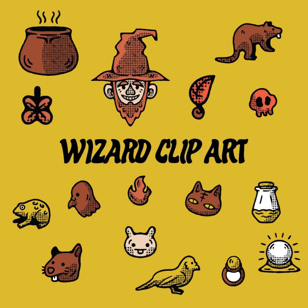 Wizard Doodles Clip Art Only $9 - MasterBundles
