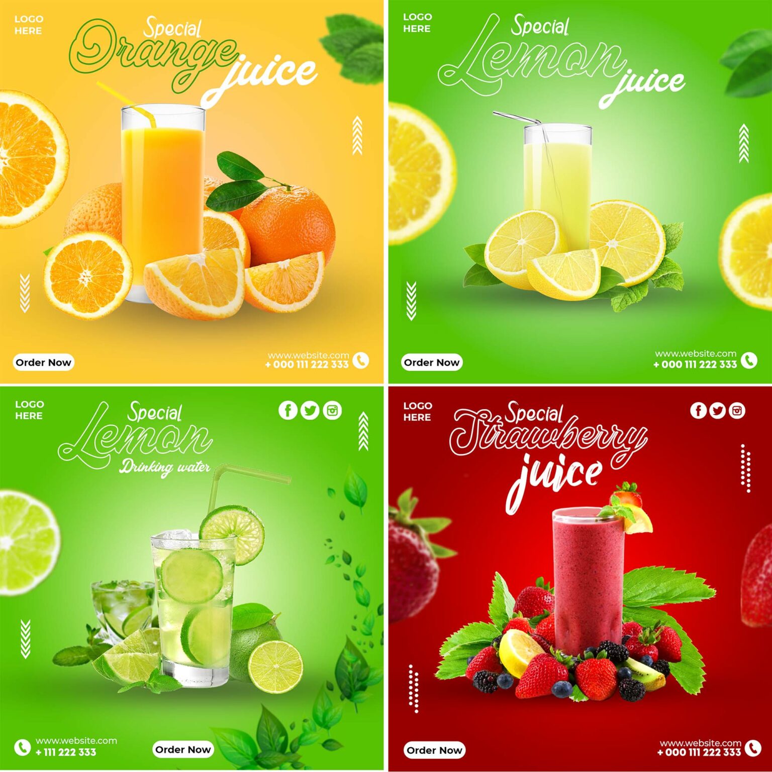 04 Juice Social media Post templeted - MasterBundles