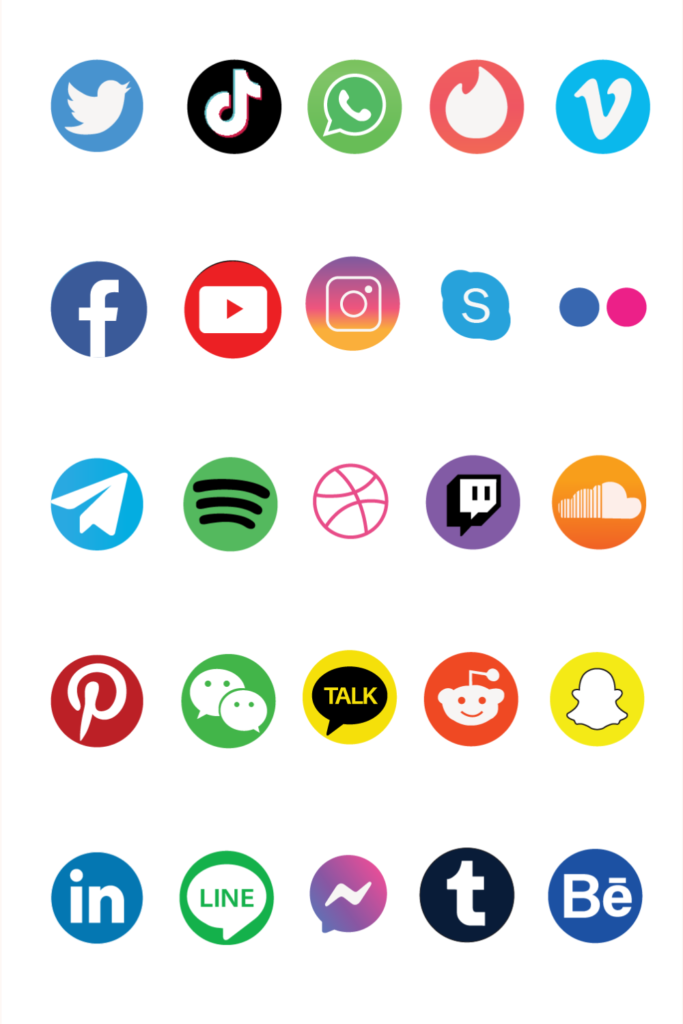 Set of 25 Social media icons | Social media icons pack - MasterBundles