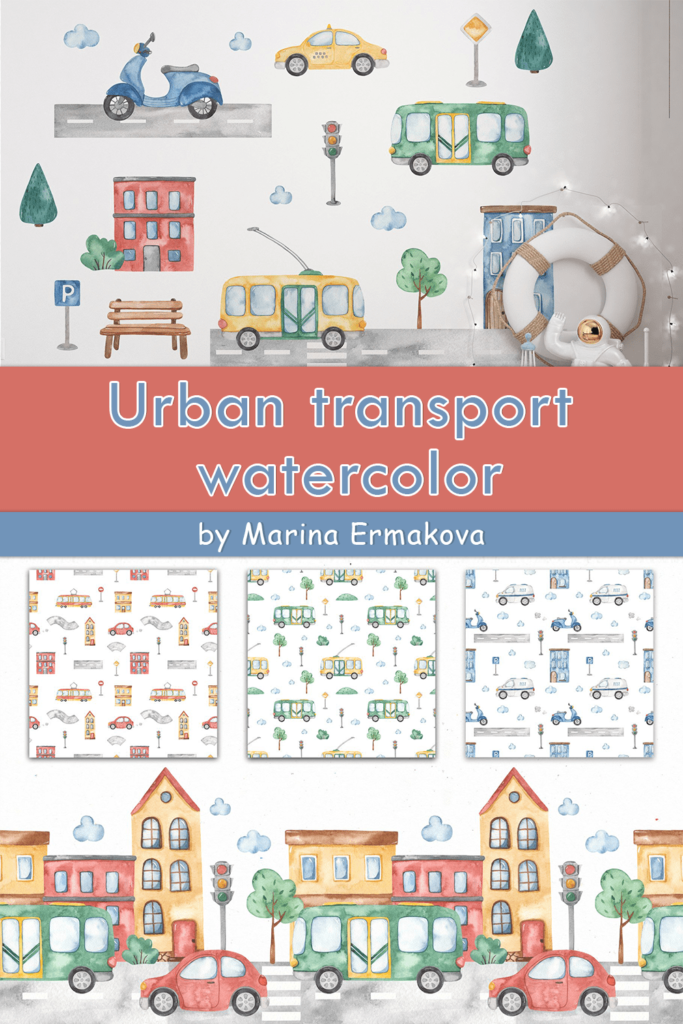 Urban Transport Watercolor – MasterBundles