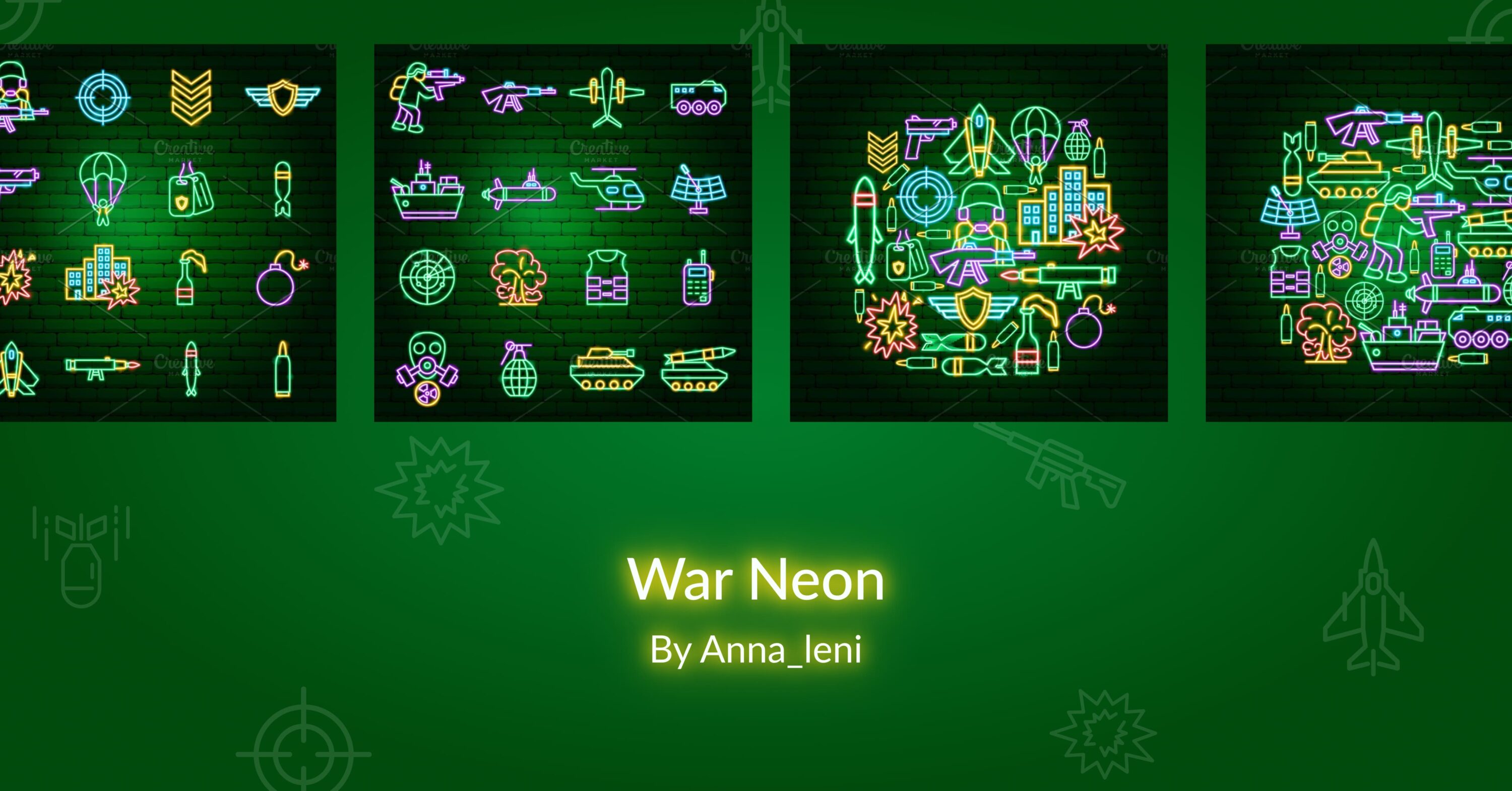 War Neon Icons – MasterBundles