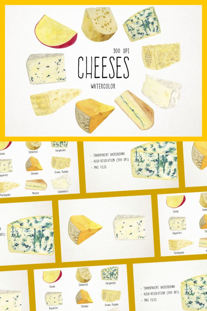 Watercolor Cheeses Clipart – MasterBundles