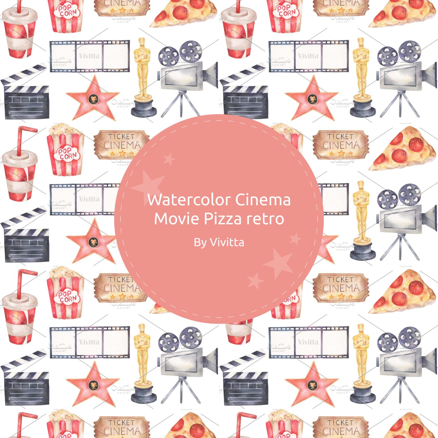 Watercolor Movie Night Clipart Set – MasterBundles