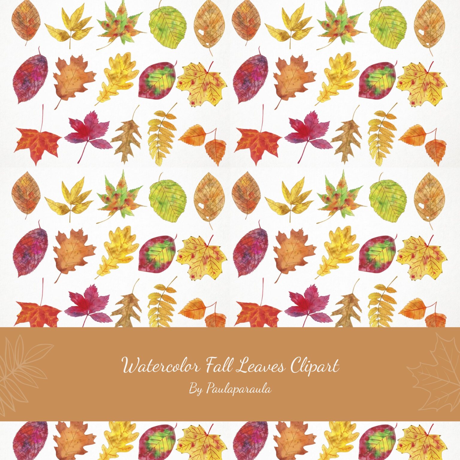 Watercolor Fall Leaves Clipart | Master Bundles