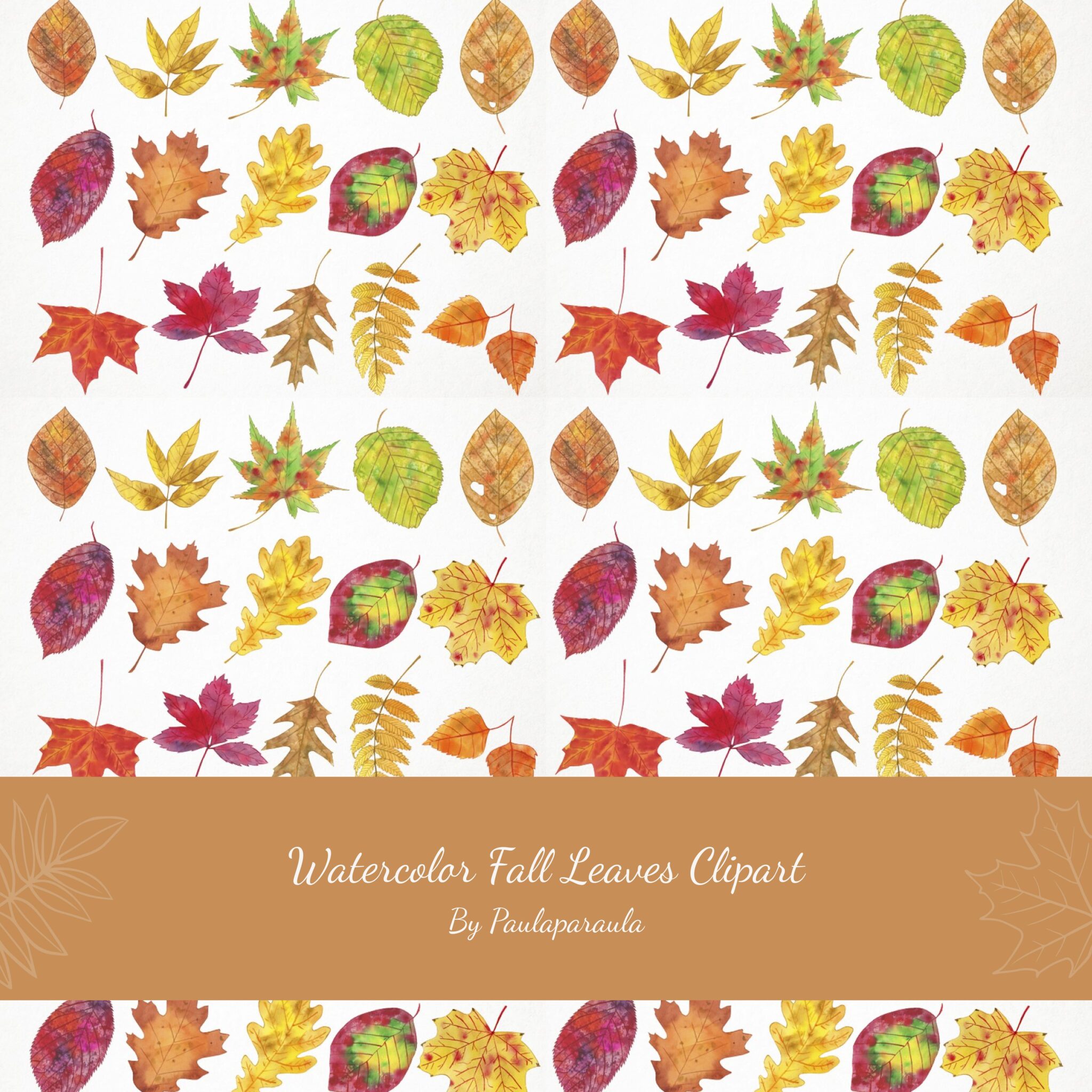 Watercolor Fall Leaves Clipart | Master Bundles