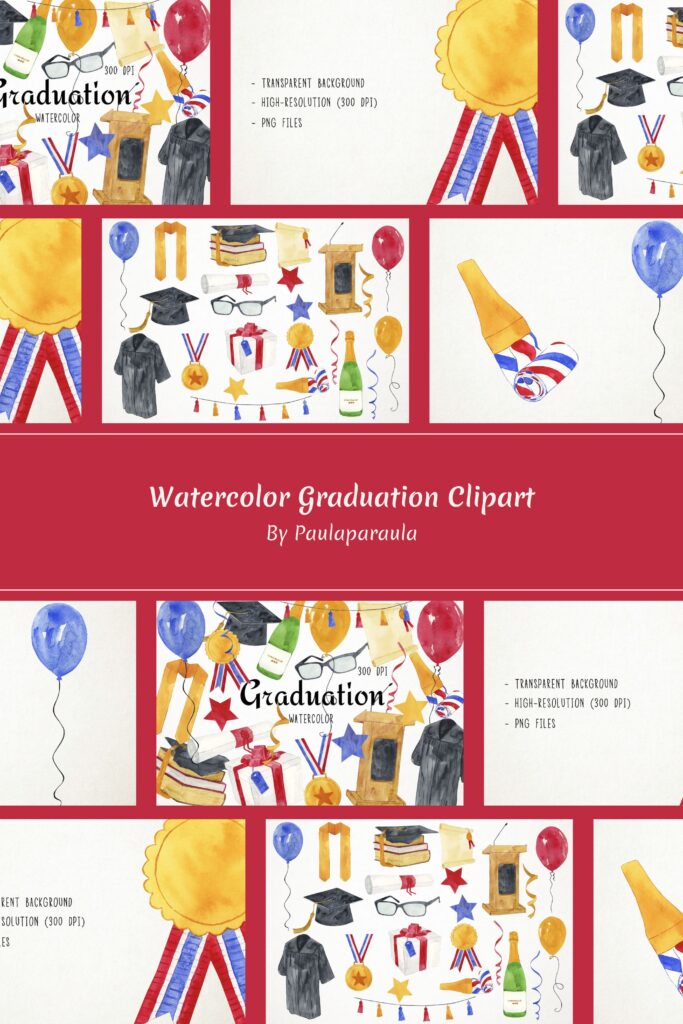 Watercolor Graduation Clipart – MasterBundles