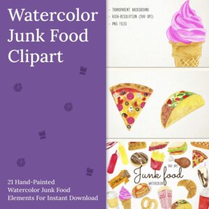 Watercolor Junk Food Clipart – MasterBundles