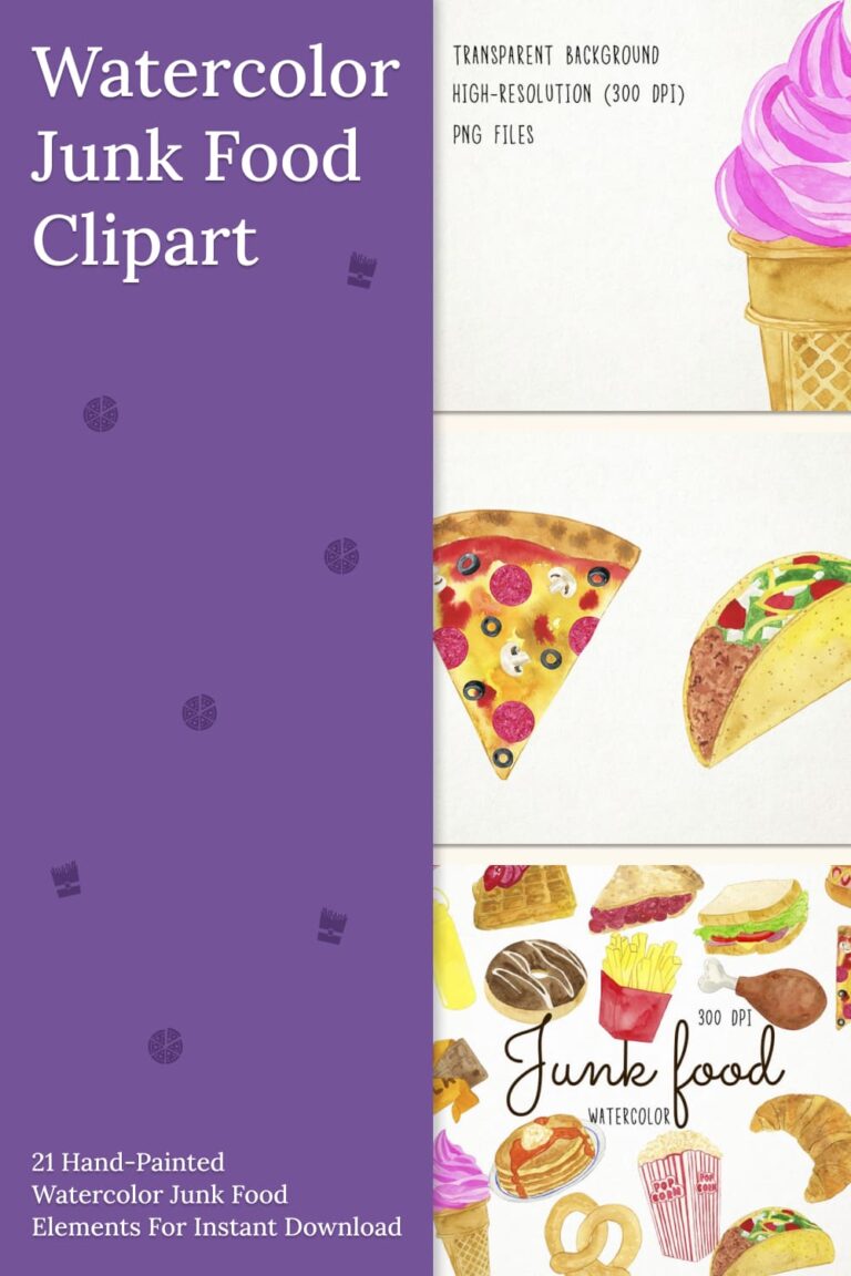 Watercolor Junk Food Clipart – MasterBundles