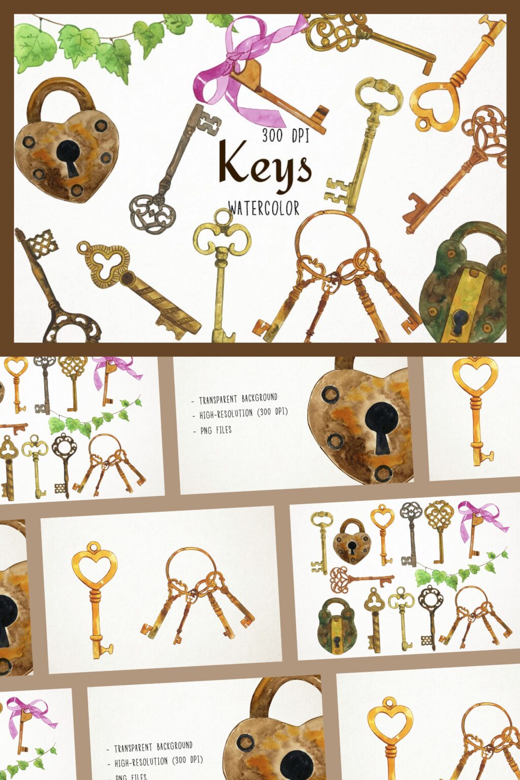 Watercolor Keys Clipart – MasterBundles
