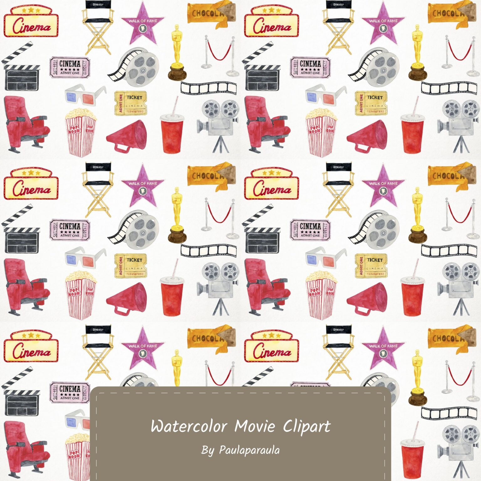 Watercolor Movie Clipart – MasterBundles