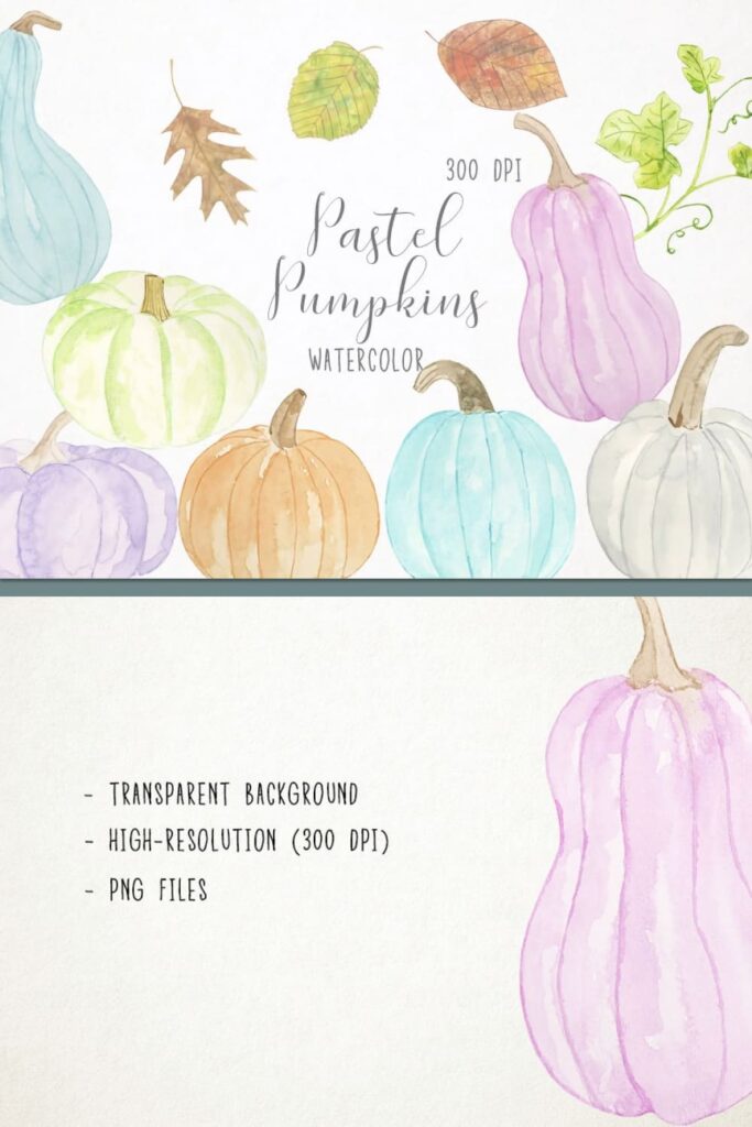 Watercolor Pastel Pumpkins Clipart – MasterBundles