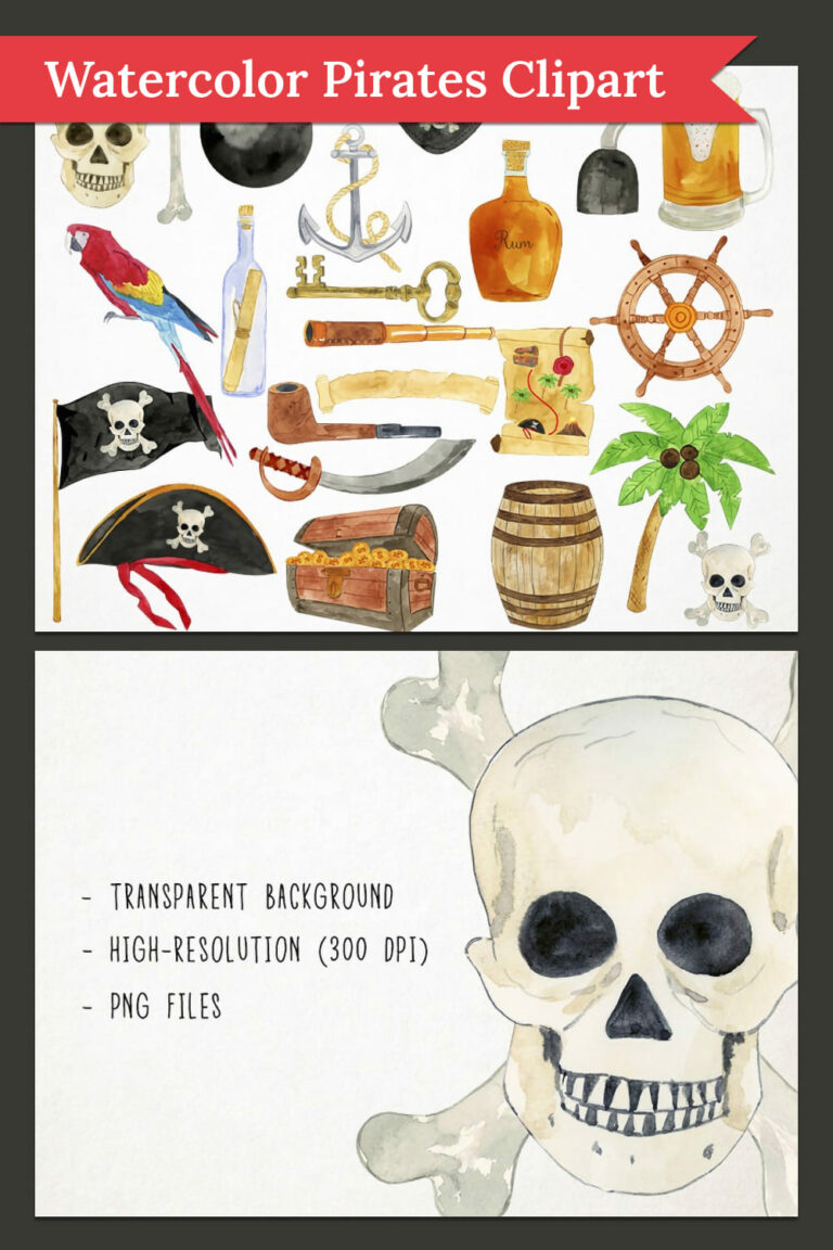 Watercolor Pirates Clipart – MasterBundles