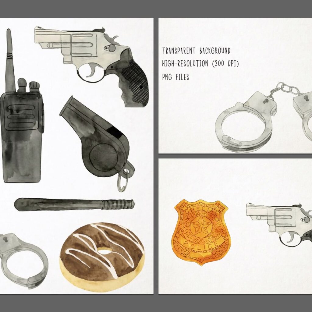 Watercolor Police Clipart – MasterBundles