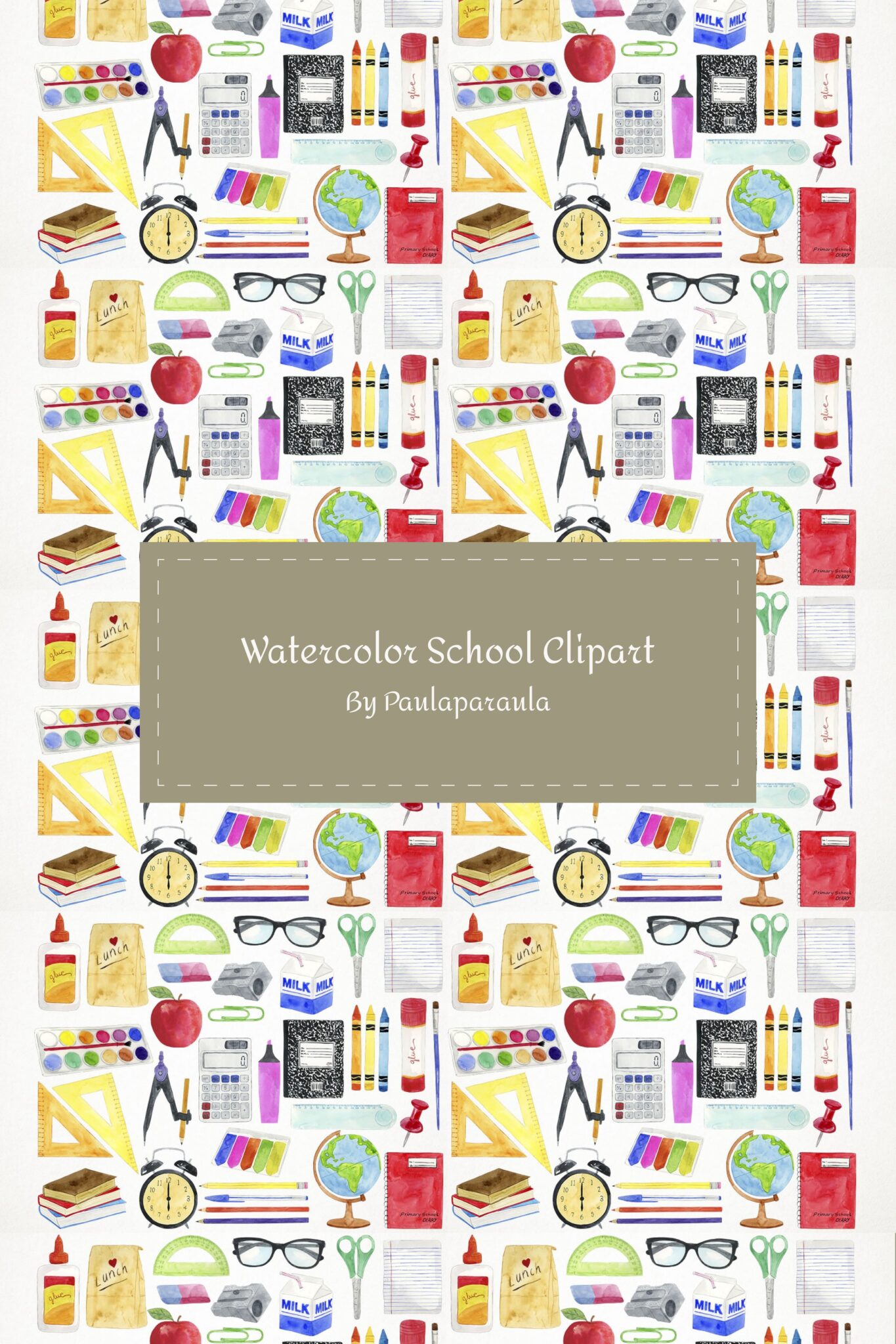 Watercolor School Clipart – MasterBundles